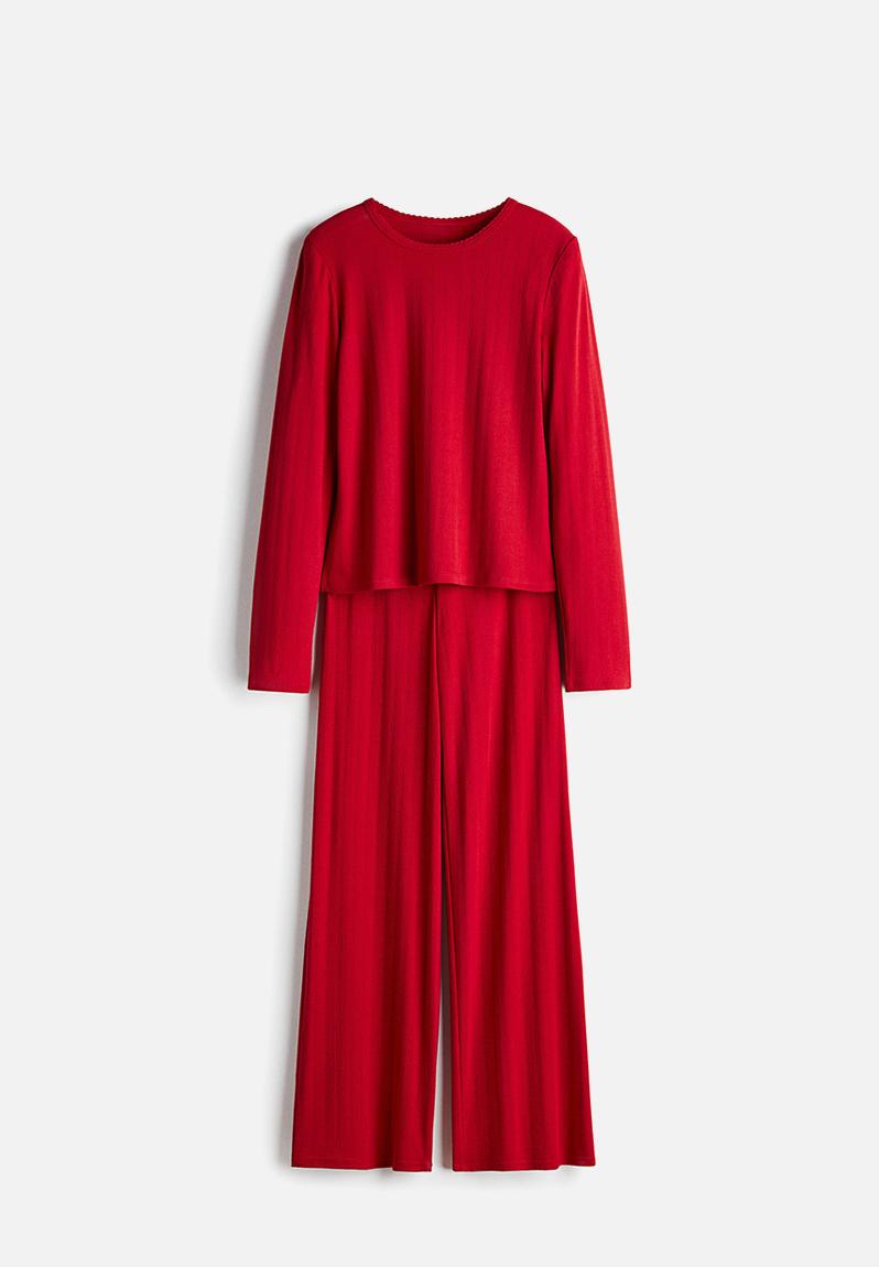 Pointelle jersey pyjamas - red - 1308285002