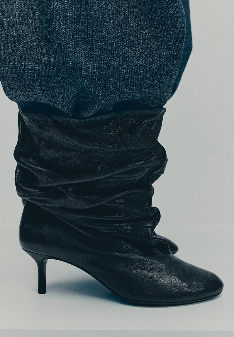 H&M Studio: Heeled leather boots - dark brown - 1306624001