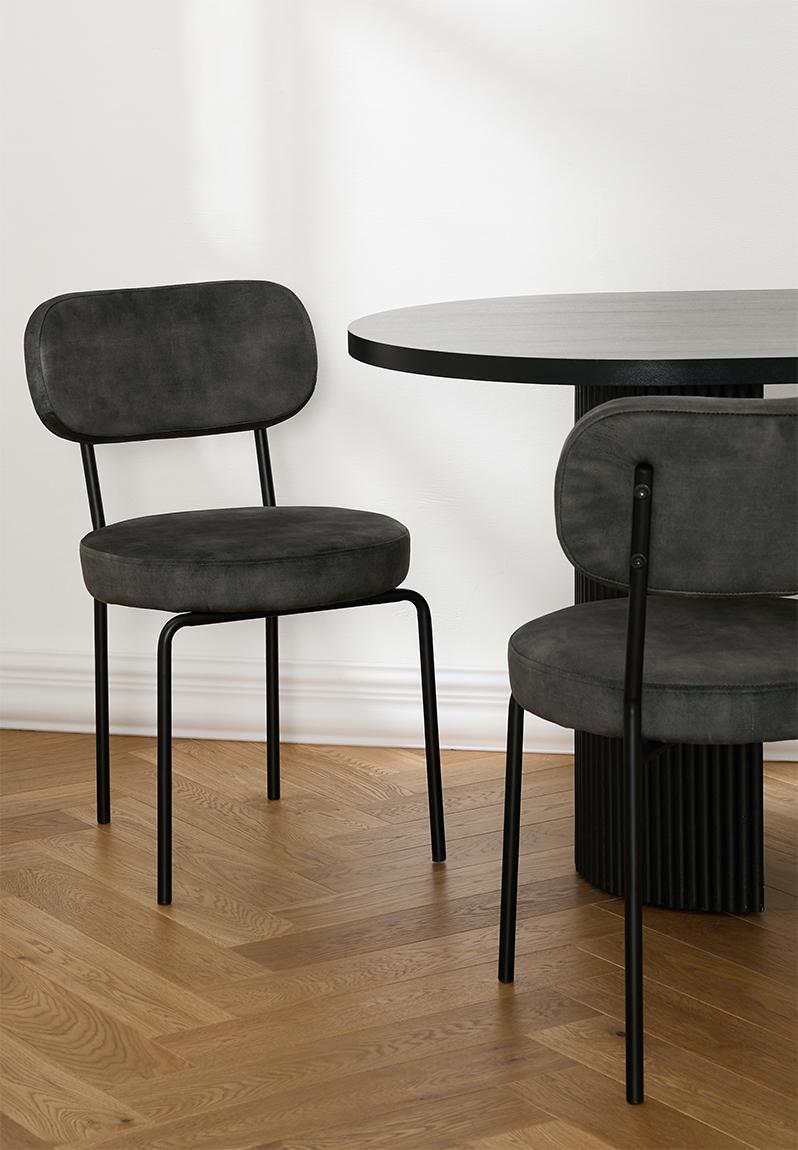 Rhodes velvet dining chair set of 2 - charcoal