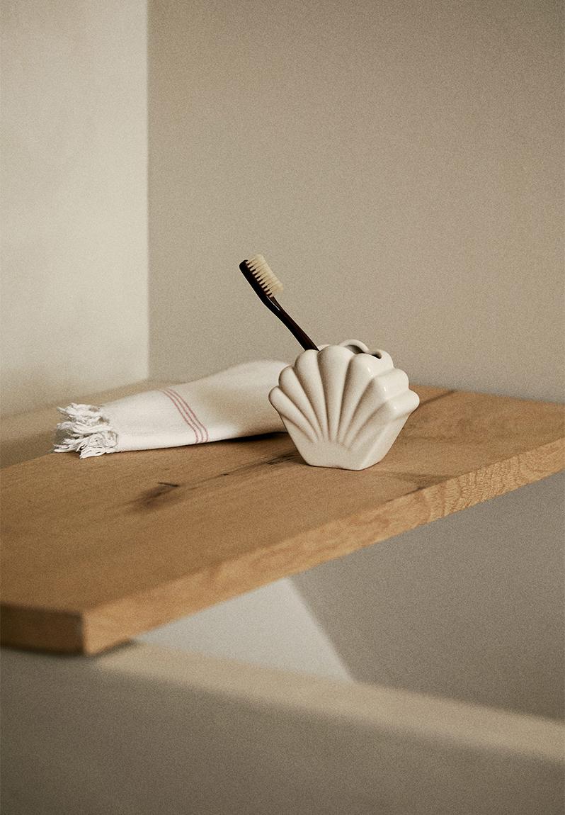 Seashell-shaped toothbrush mug - light beige - 1260581001