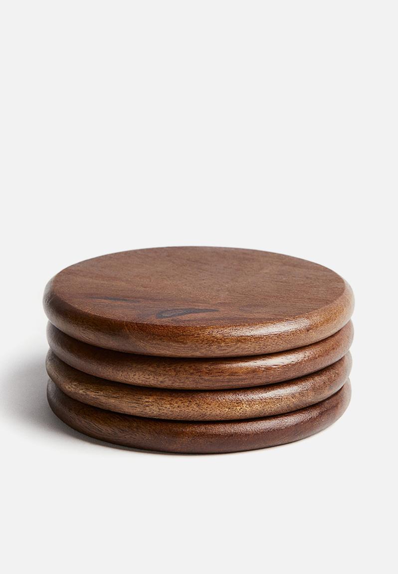 4-pack mango wood coasters - brown - 1283037001