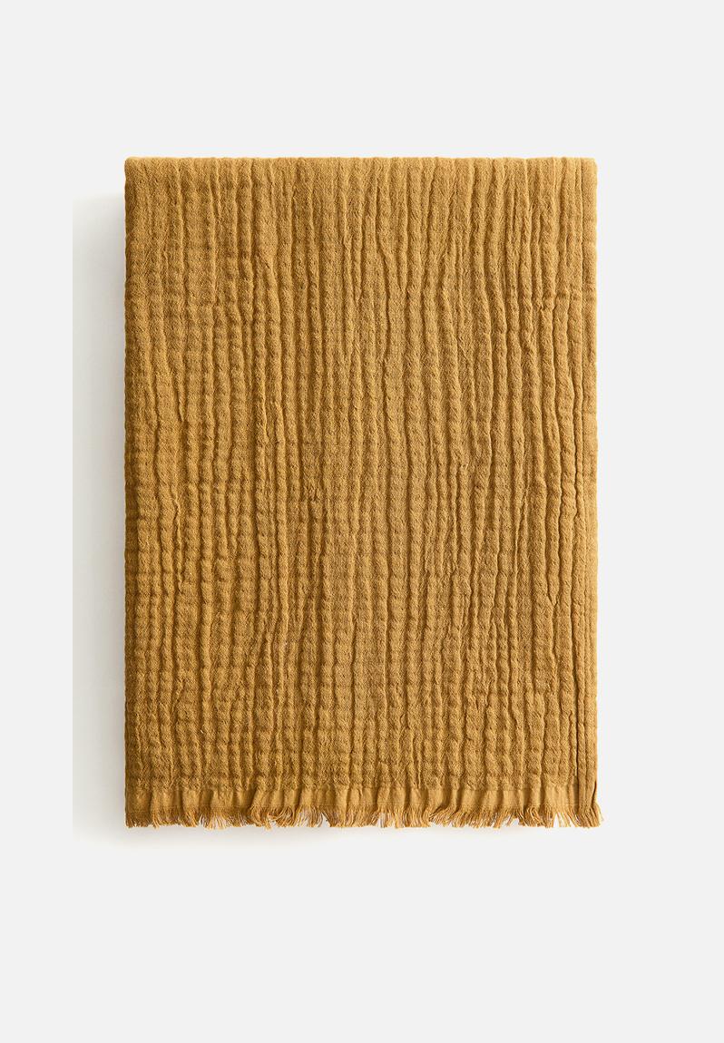 Cotton muslin blanket - mustard yellow - 1226525006