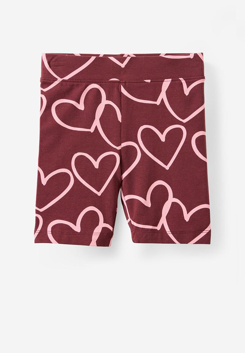 Hailey Bike Short - Bordeaux/Marshmallow Heart