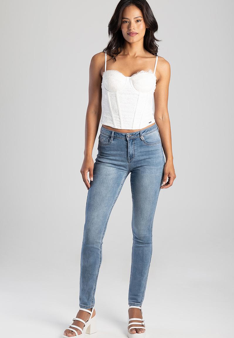 Camila: Mid Waist Skinny With Sb Back Profile - Med Vintage