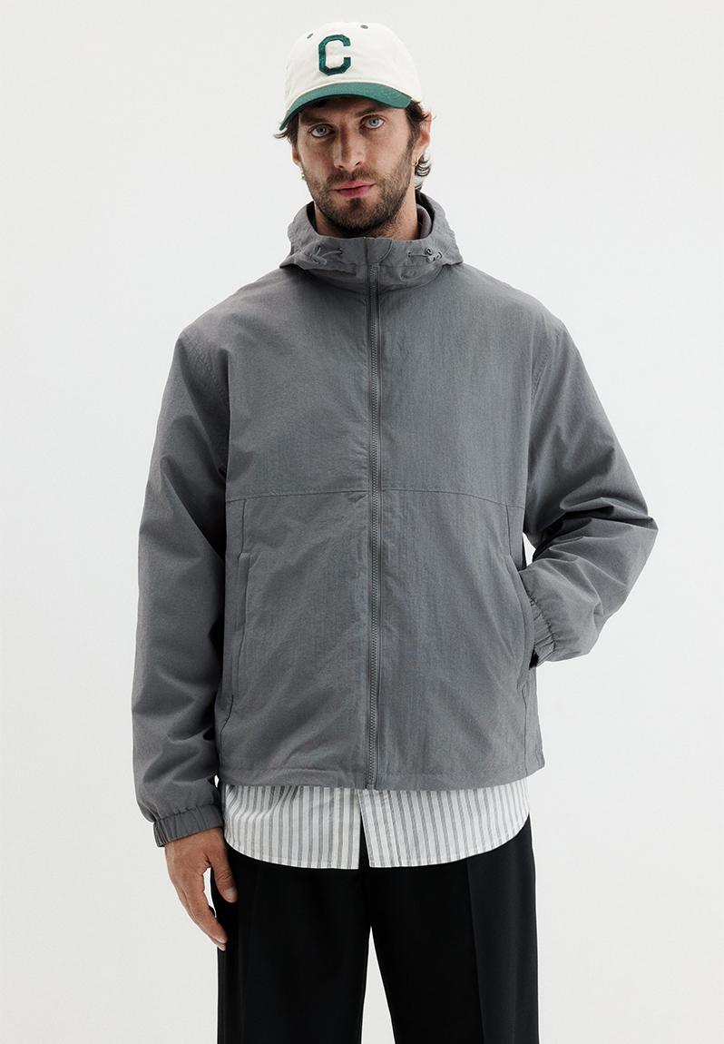 Hooded windbreaker - grey - 1293996002