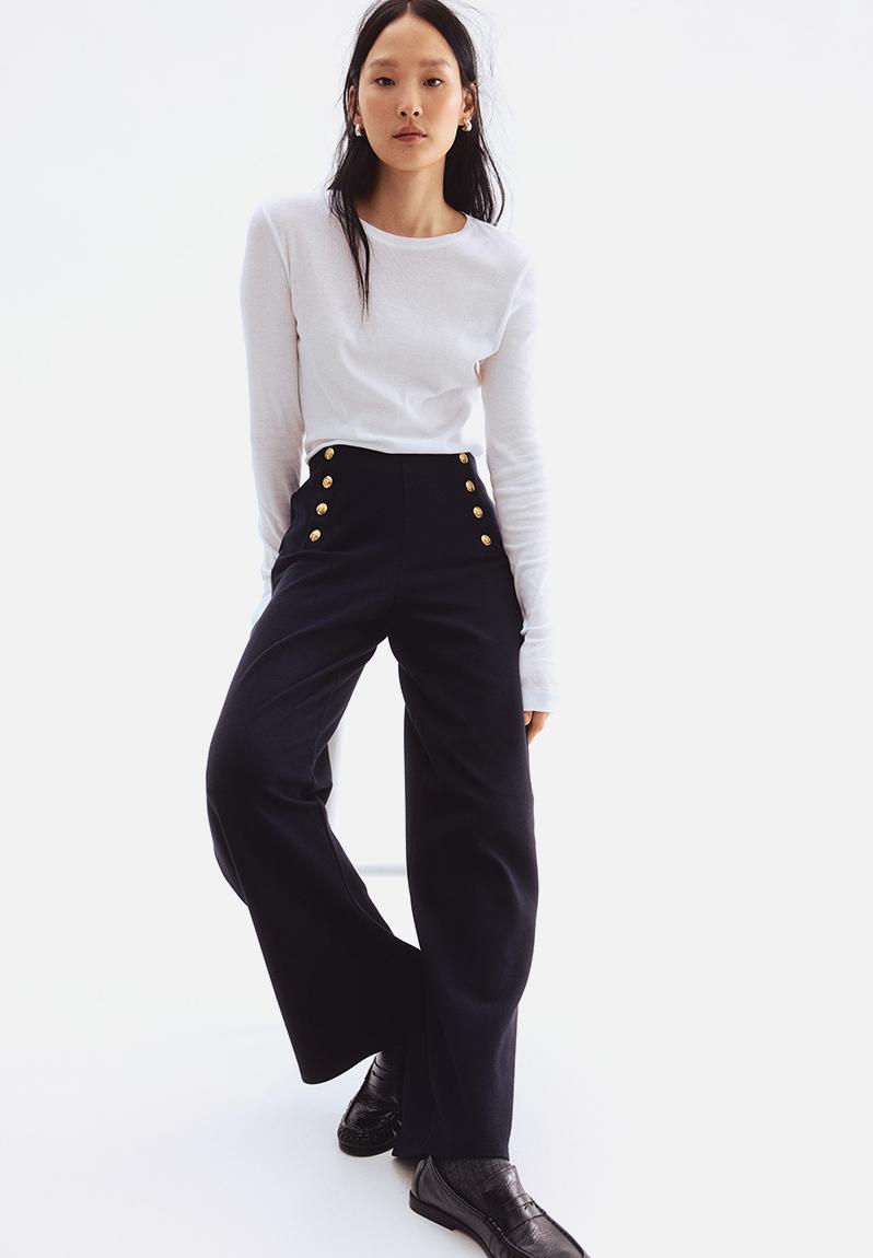 Button-front trousers - navy blue - 1133068024