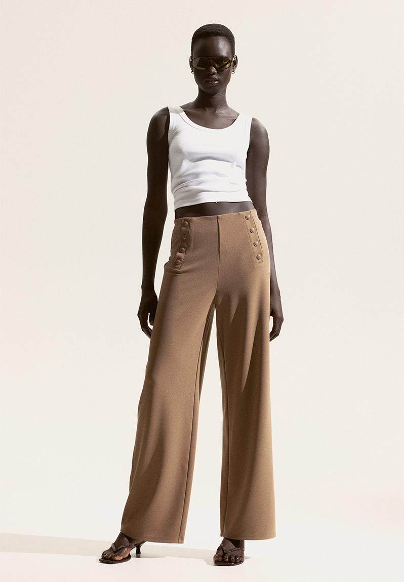 Button-front trousers - brown - 1133068025