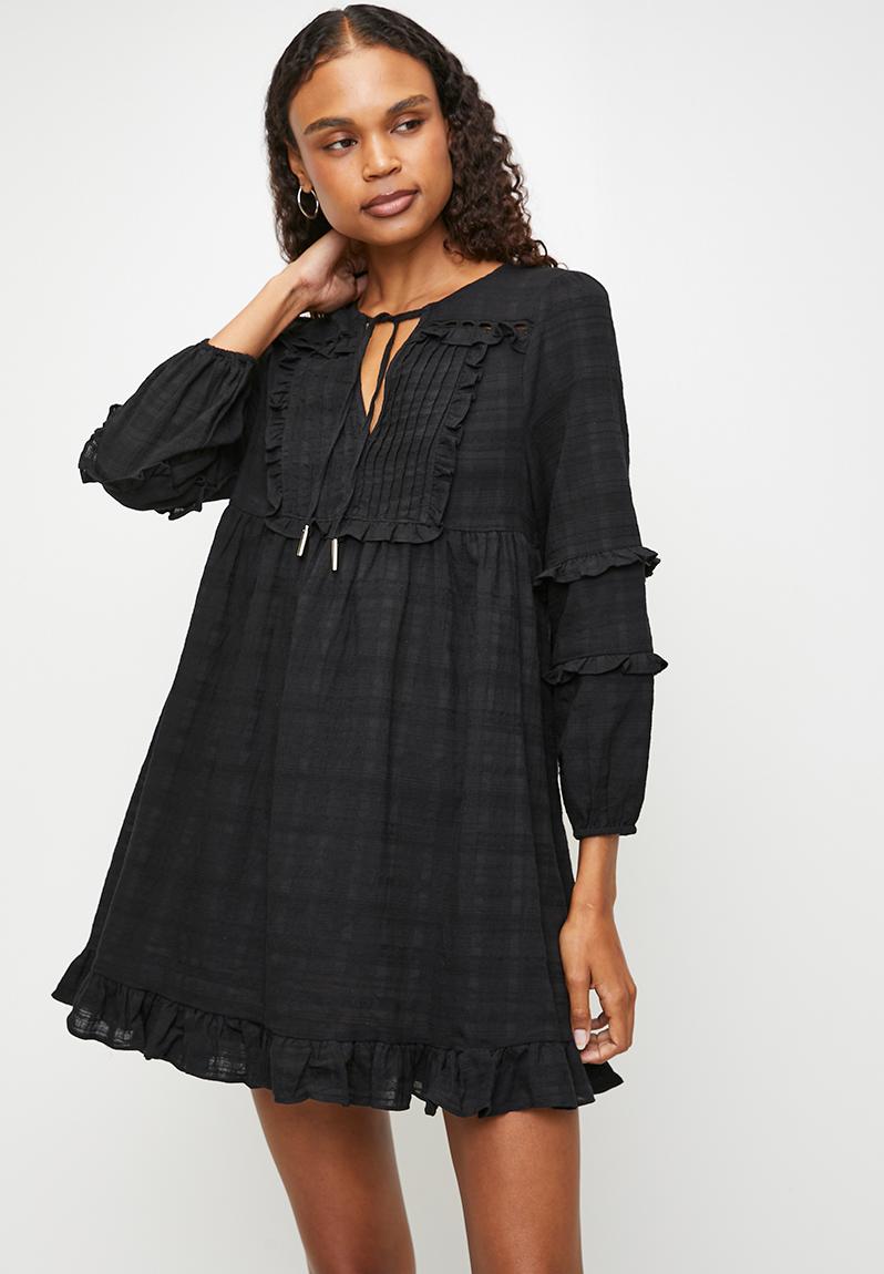 Ruffle detail mini dress - Black12
