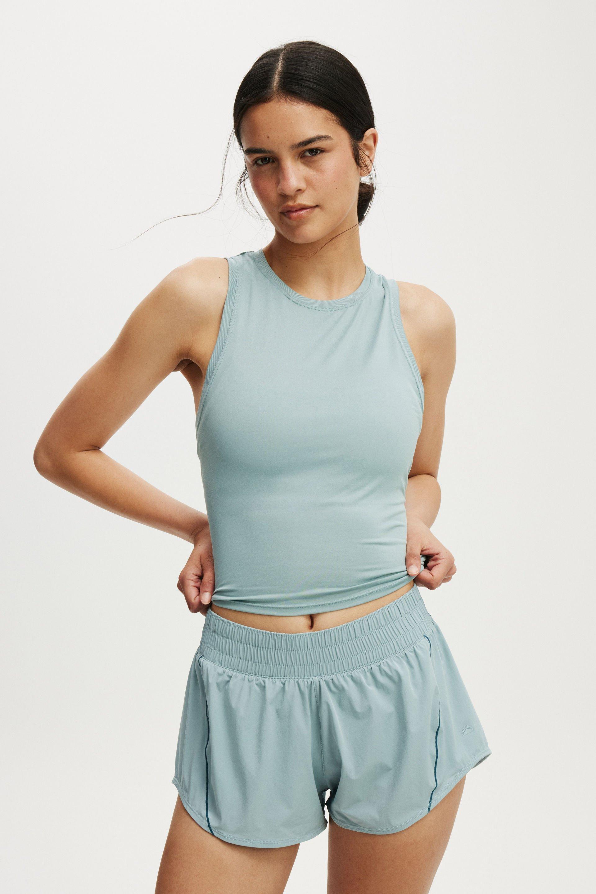 Active Open Back Muscle Tank - Teal Mist