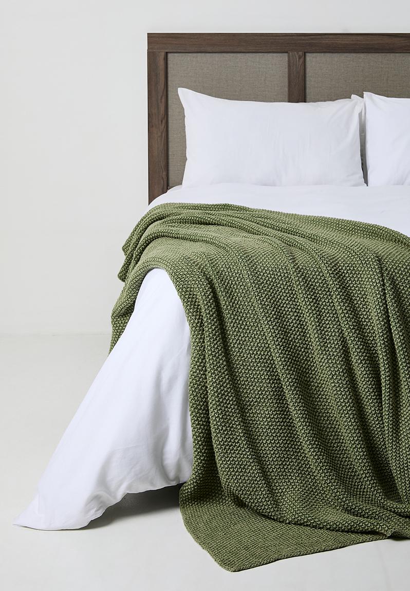Stonewashed Knit Throw Olive