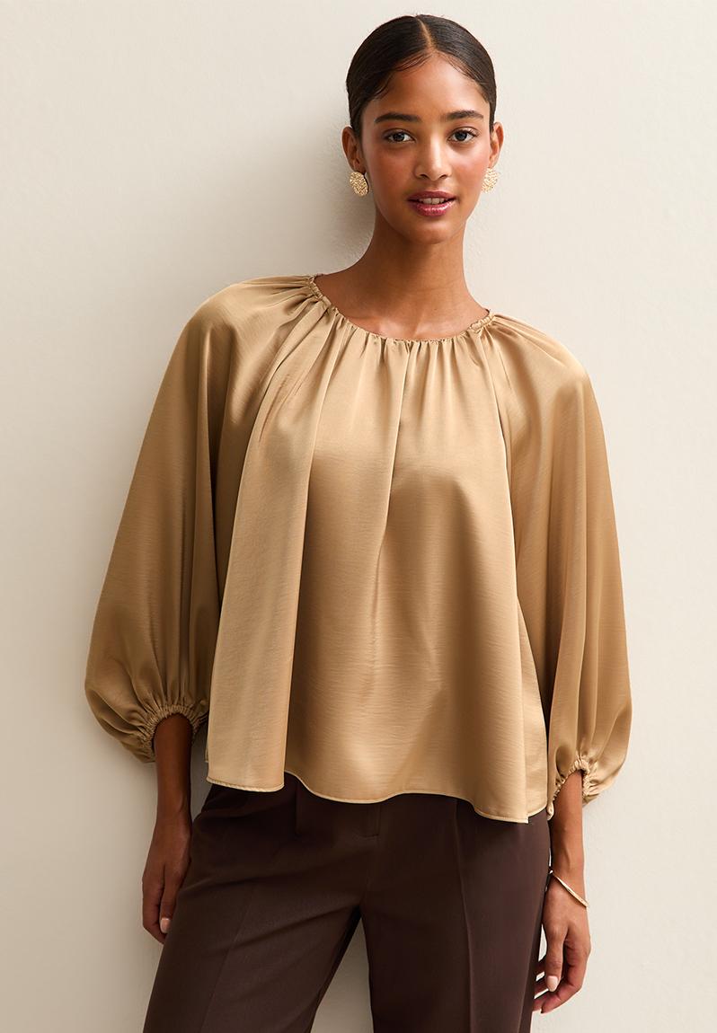 Ec shaun satin crew blouse - 93 gold