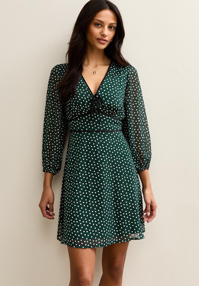 Ex ls chiff contrast trim mini - green pattern