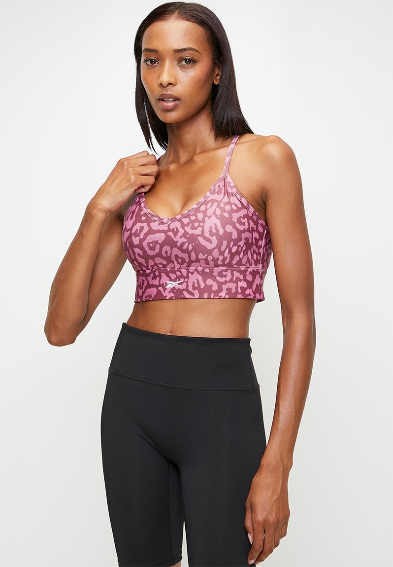 Id Train Printed Tri-Back Bra - Blackberry/Playful Pink