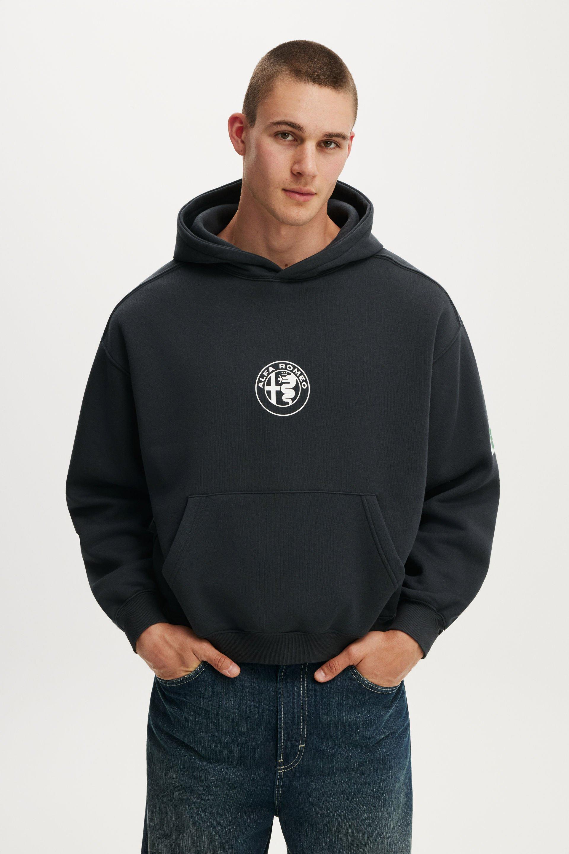 Box Fit Alfa Romeo Hoodie - Lcn Alf Washed Black/Alfa Romeo - Logo