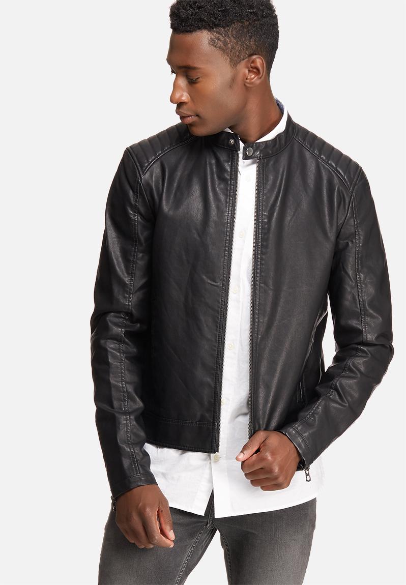 Black on black biker - black Jack & Jones Jackets | Superbalist.com
