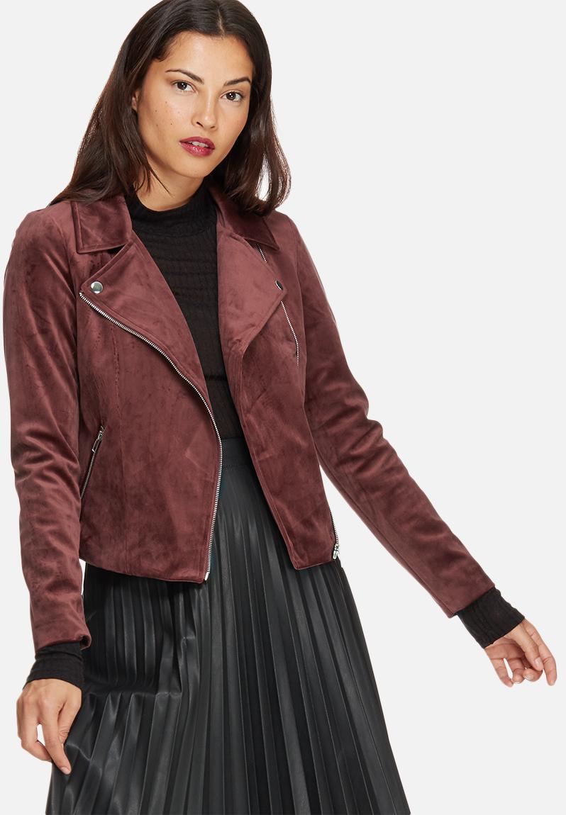 Velvet biker jacket - zinfandel