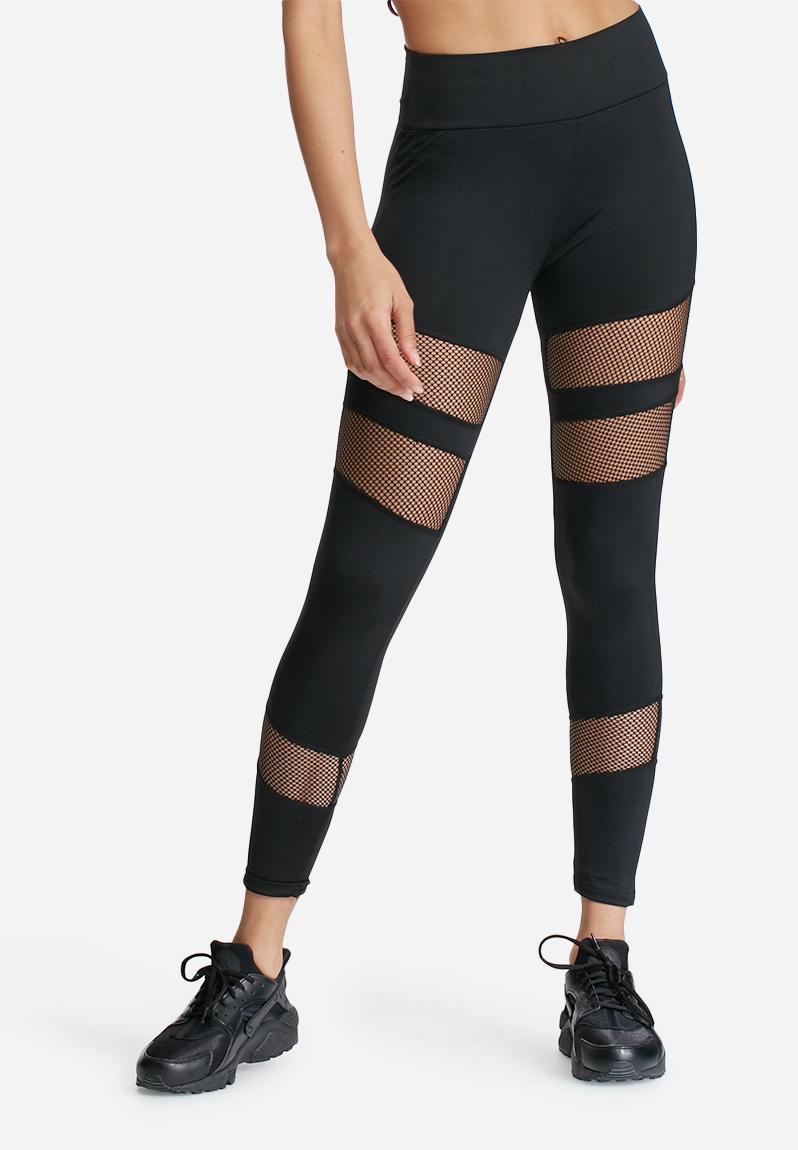 Active fishnet panel leggings - black Missguided Bottoms | Superbalist.com