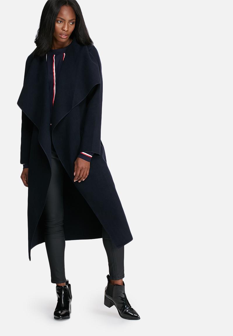 Oversized waterfall duster coat - navy