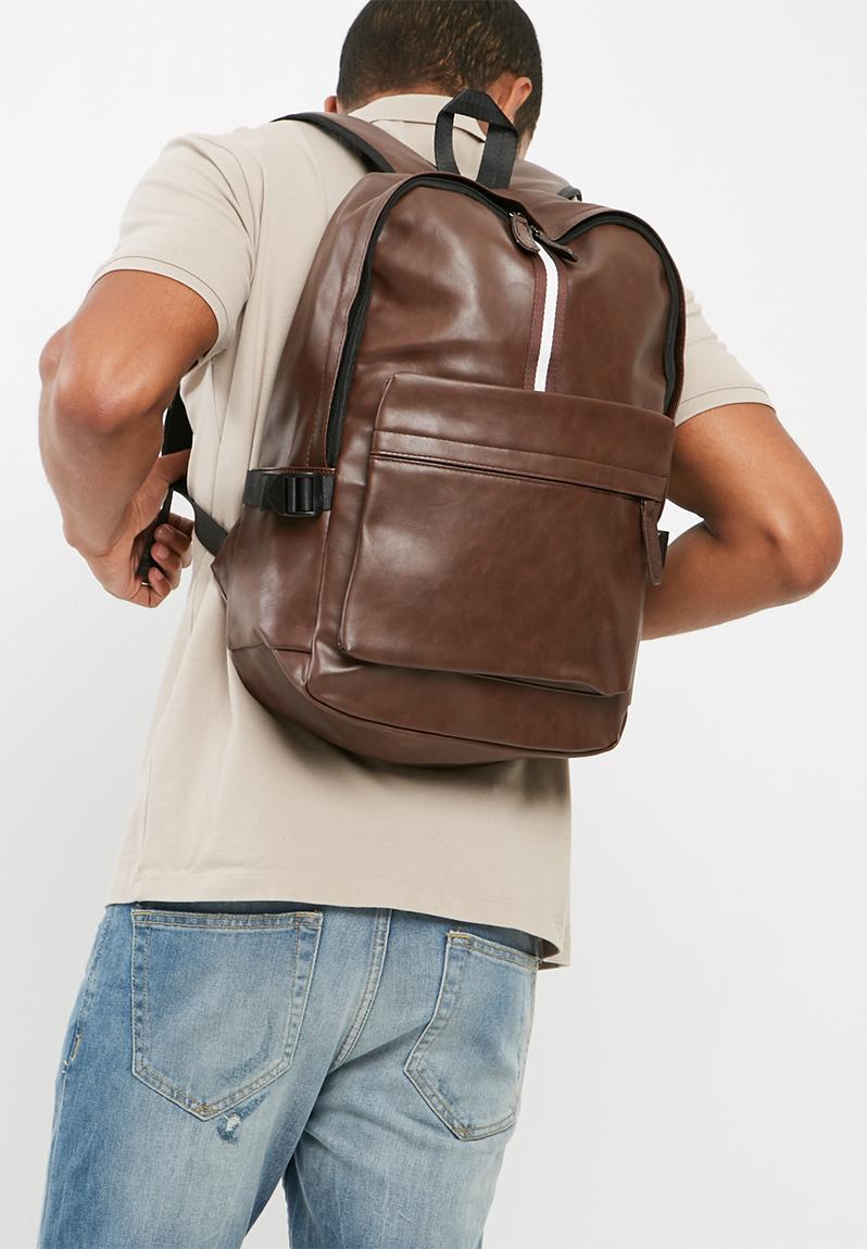 faux leather backpack- brown