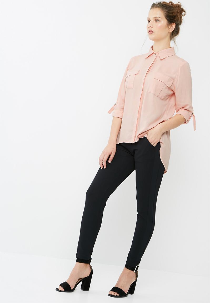 Button through shirt with dip back - pink