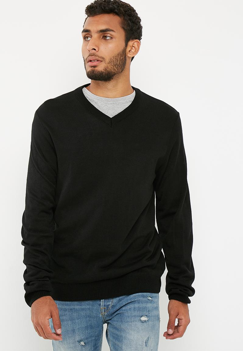 Basic Vee Neck Slim Fit Knit- Black basicthread Knitwear | Superbalist.com