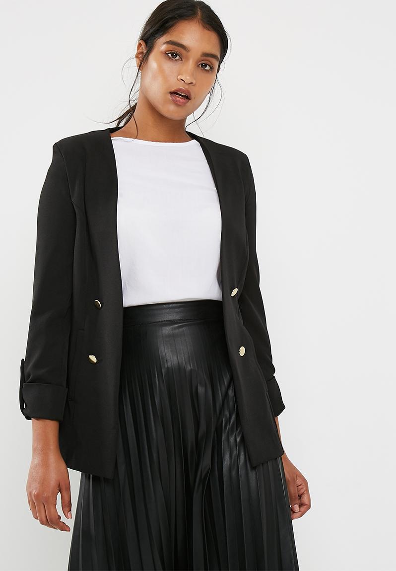 Double breasted soft blazer - Black