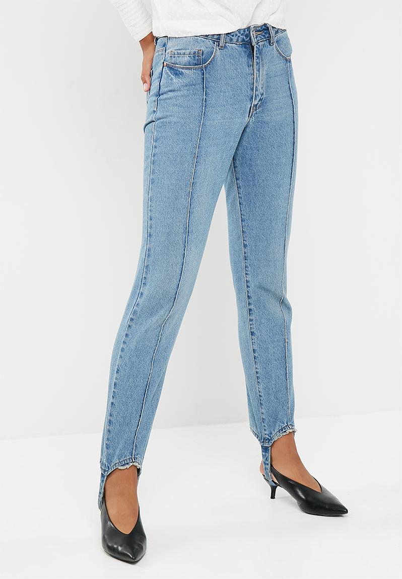 Steff straight stirrup jeans - Medium blue denim
