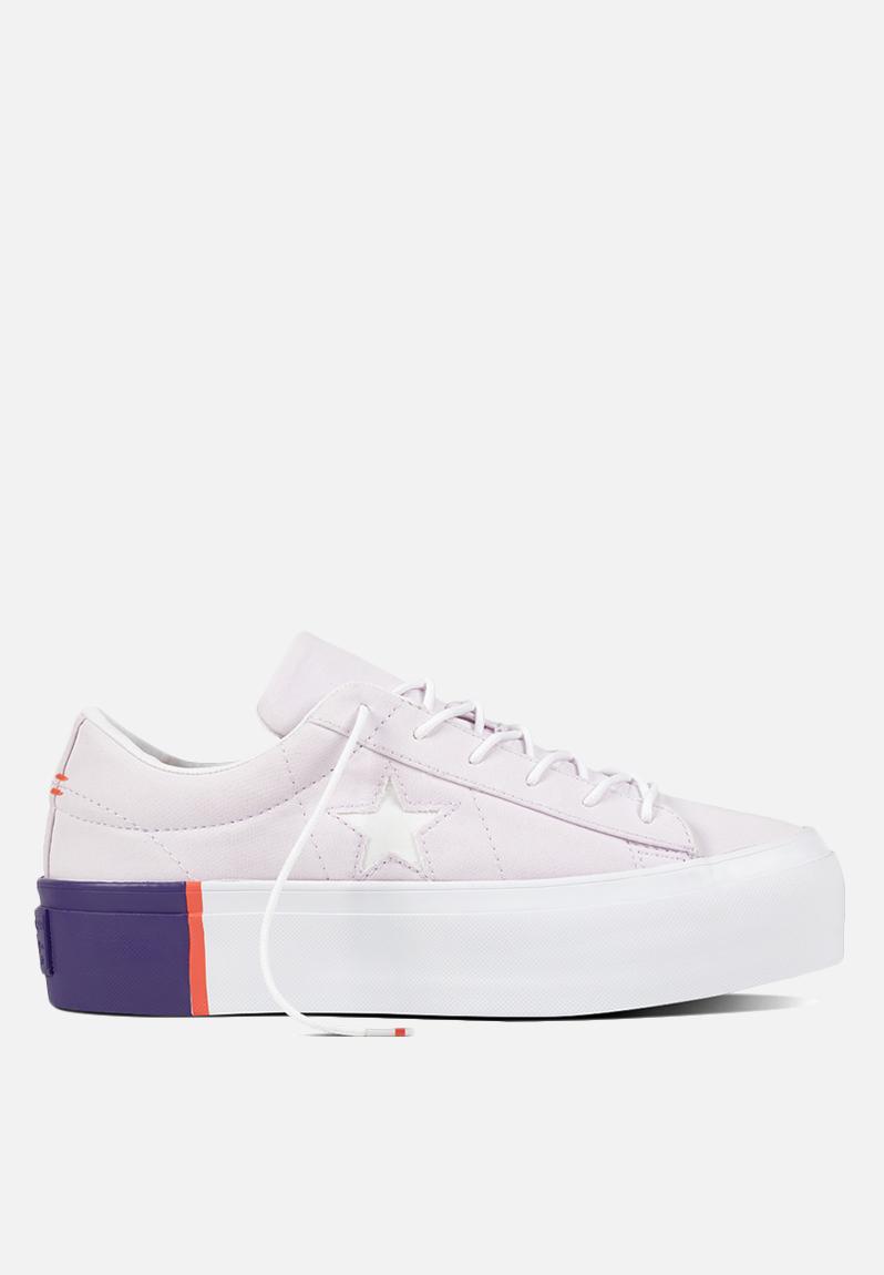 Converse One Star Platform-Tri-Block-Barely Grape/Rush Coral/White