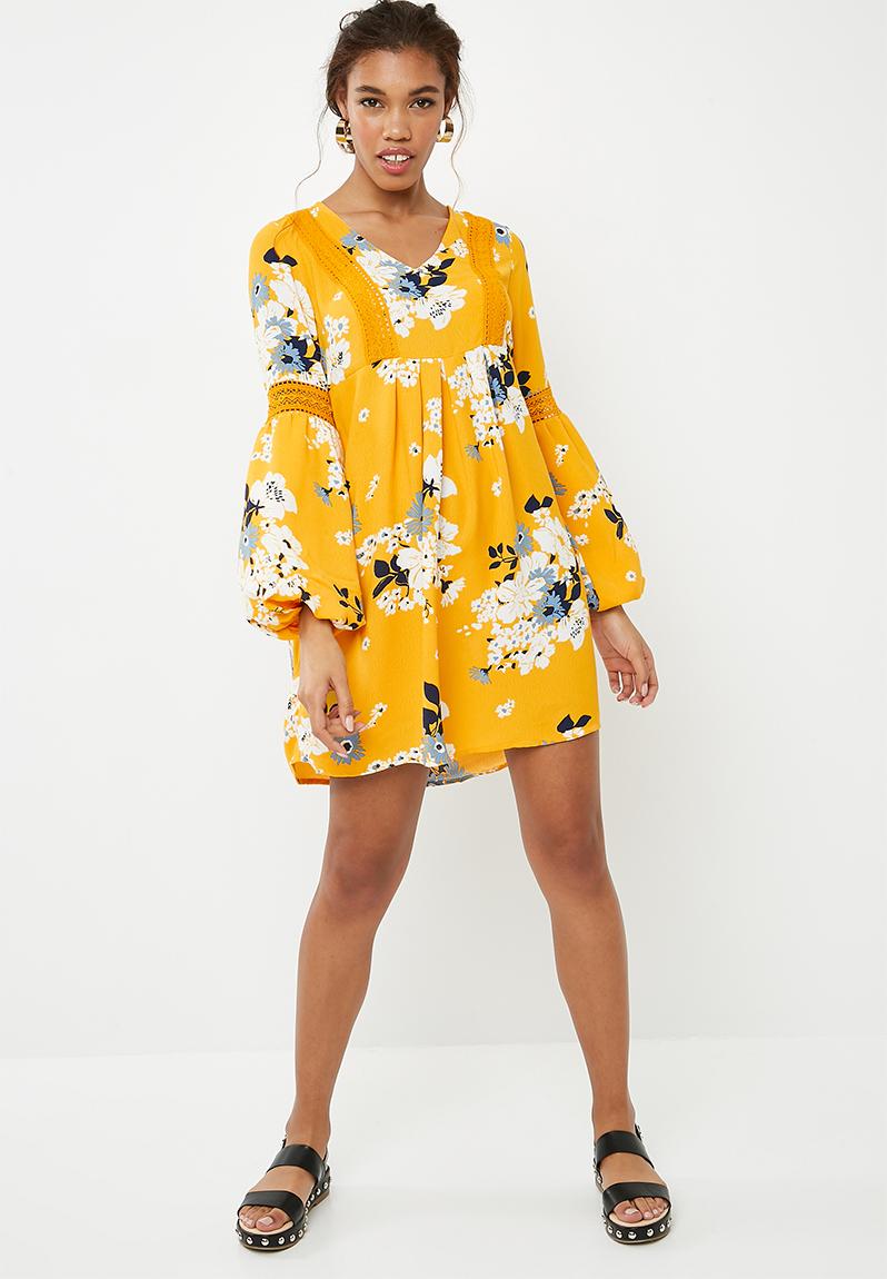 Mie balloon long sleeve dress - vibrant yellow