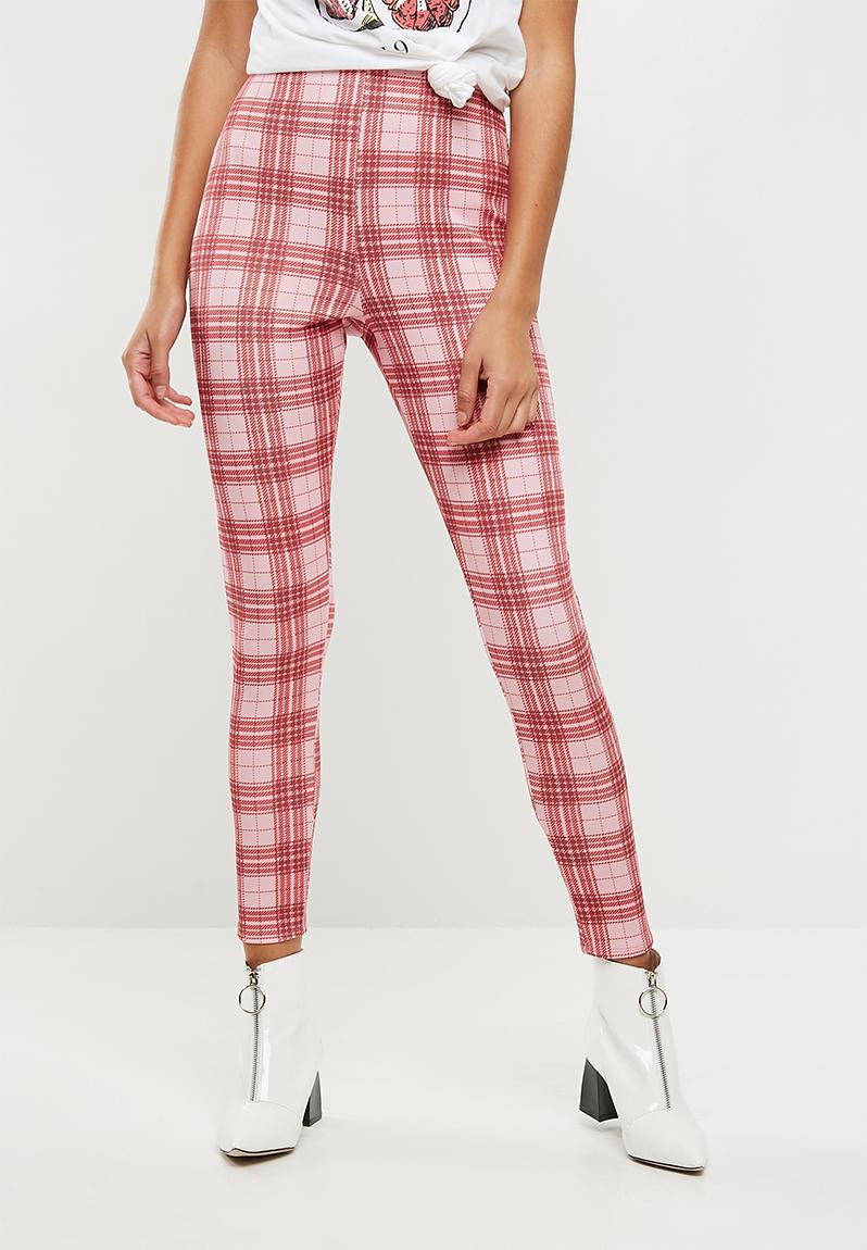 Scuba check cigarette trousers - pink Missguided Trousers | Superbalist.com