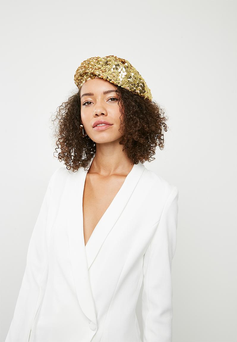 Sequin beret-gold