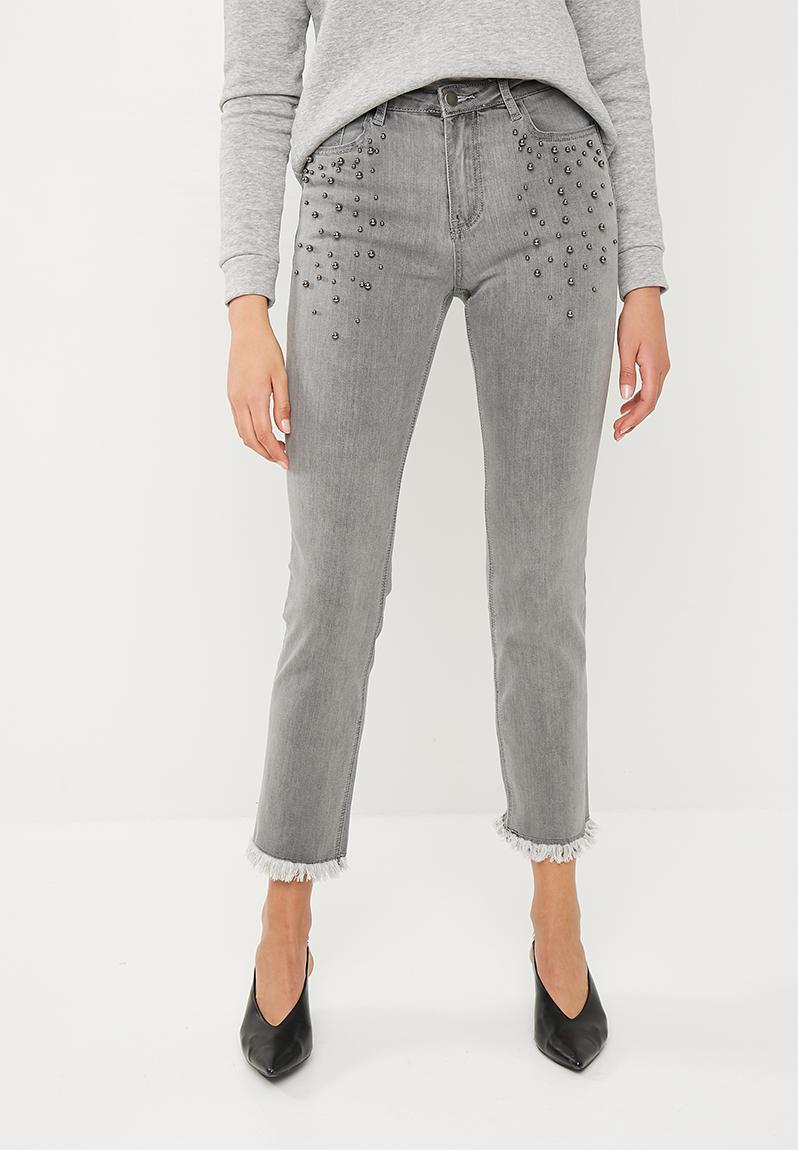 Grey studded jeans - grey