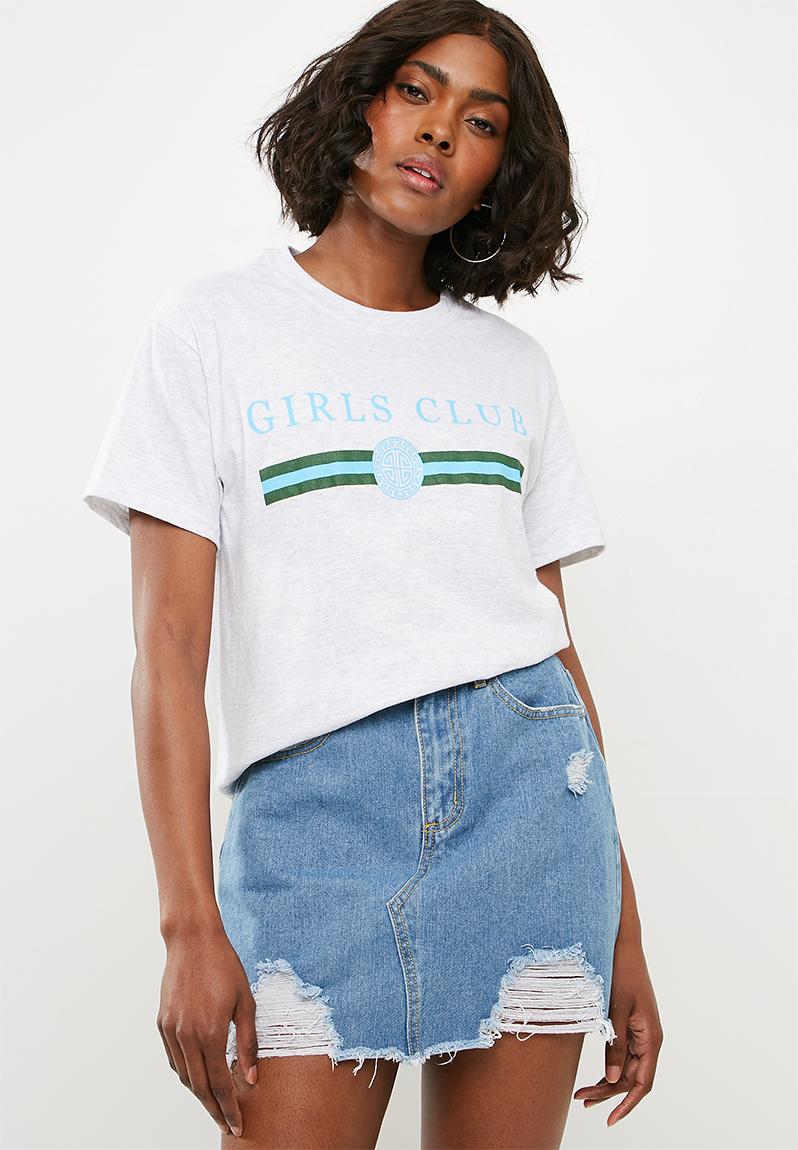 Girls club t-shirt - grey Missguided T-Shirts, Vests & Camis ...