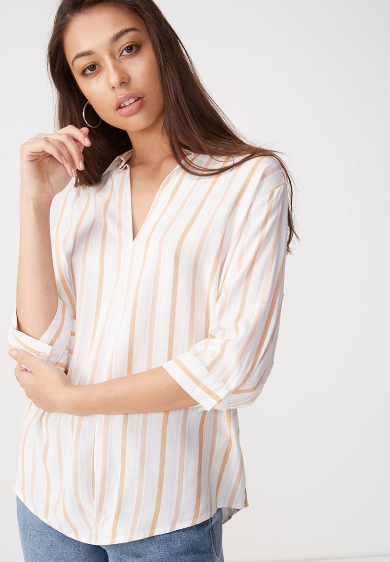 Bex popover shirt - vivvy stripe inca gold