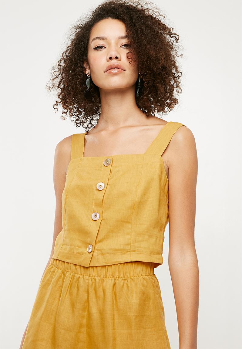 Button front cami - mustard