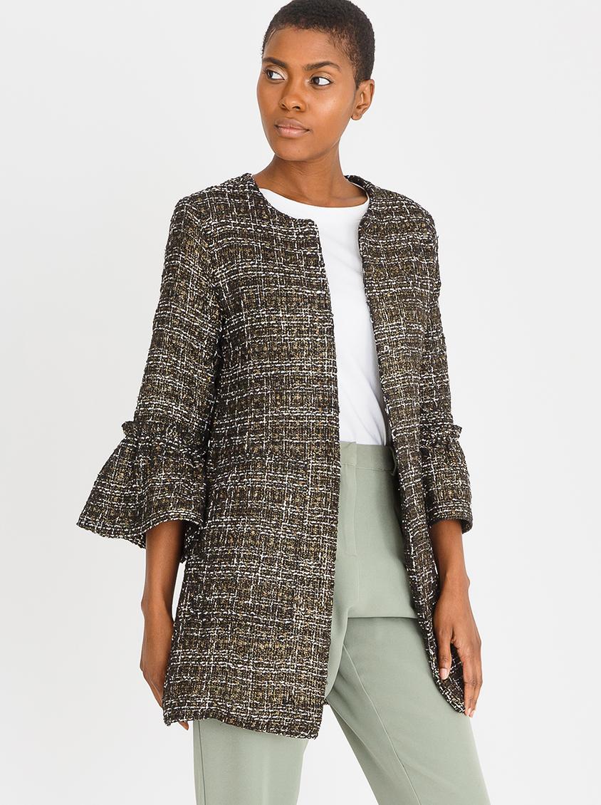3/4 Sleeve Textured Coat Gold
