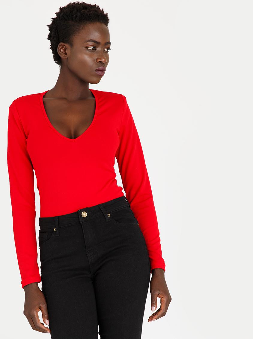 V-neck Bodysuit Dark Red STYLE REPUBLIC T-Shirts, Vests & Camis ...