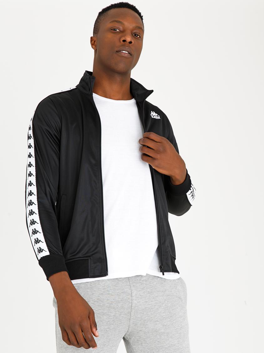 Banda Authentic Full Zip Tricot Sweatshirt Black and White KAPPA ...