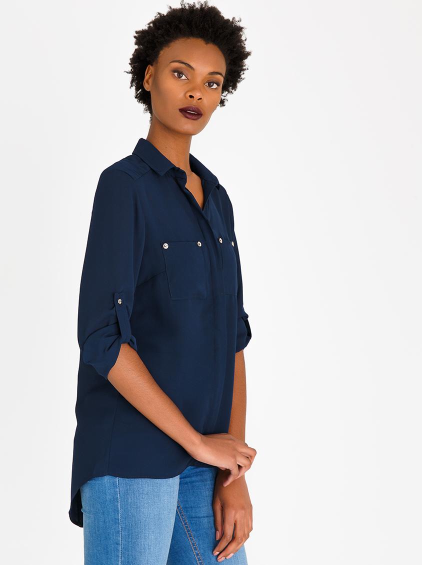 Blouse with Concealed Button Stand Navy edit Blouses | Superbalist.com