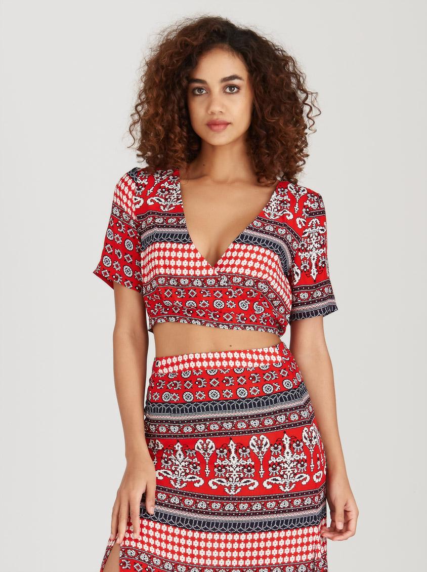 Wrap Cropped Top Multi-colour Boohoo Blouses | Superbalist.com