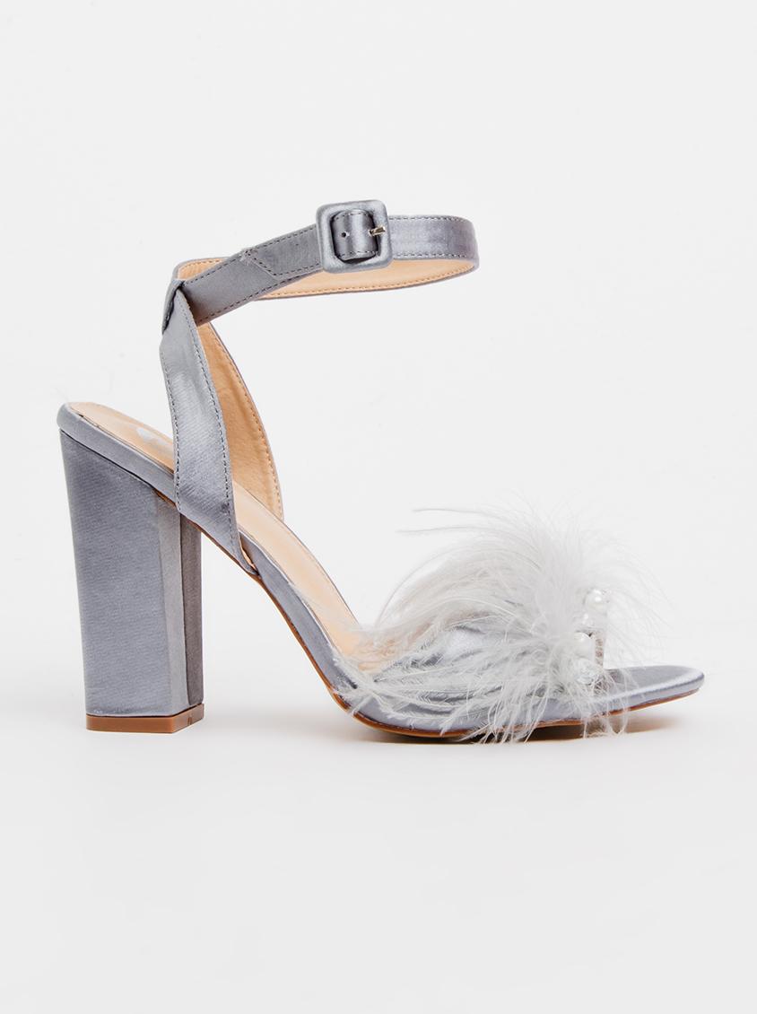 Leo Feather Detail Heels Pale Grey Footwork Heels | Superbalist.com