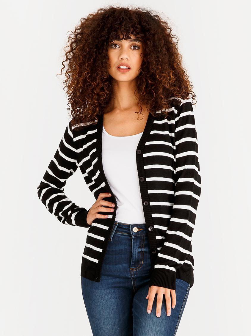 Classic Fitted Cardigan Black And White Edit Knitwear Superbalist