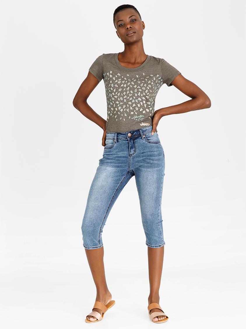 Stretch Denim Capri Pale Blue JEEP Trousers | Superbalist.com