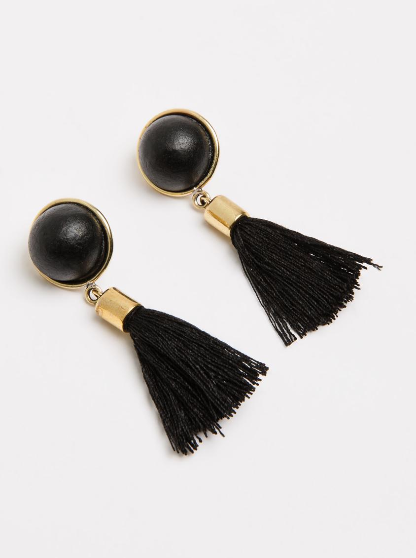 Nops Earrings With Tassel Black