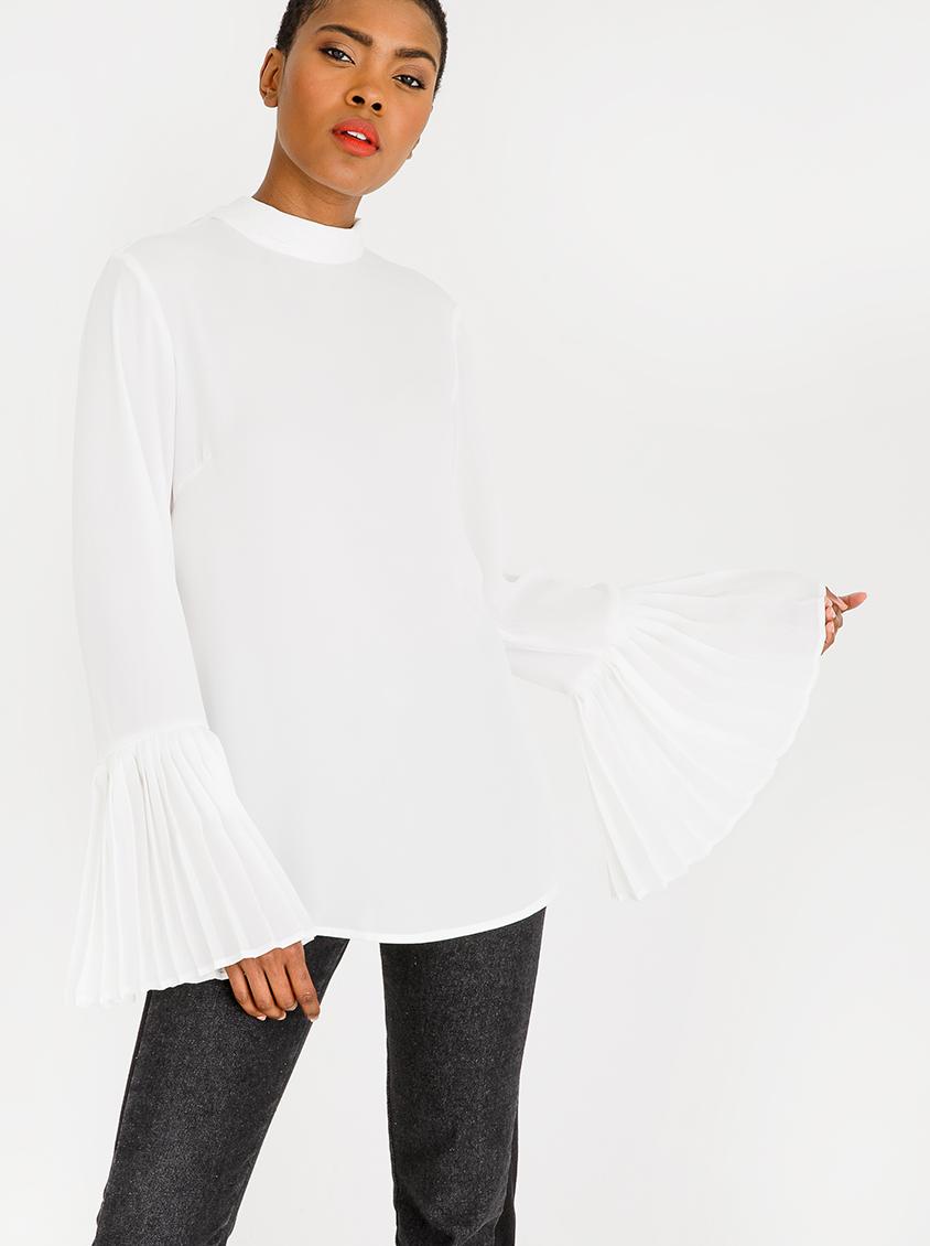 Pleated Bell Sleeve Blouse White STYLE REPUBLIC Blouses | Superbalist.com