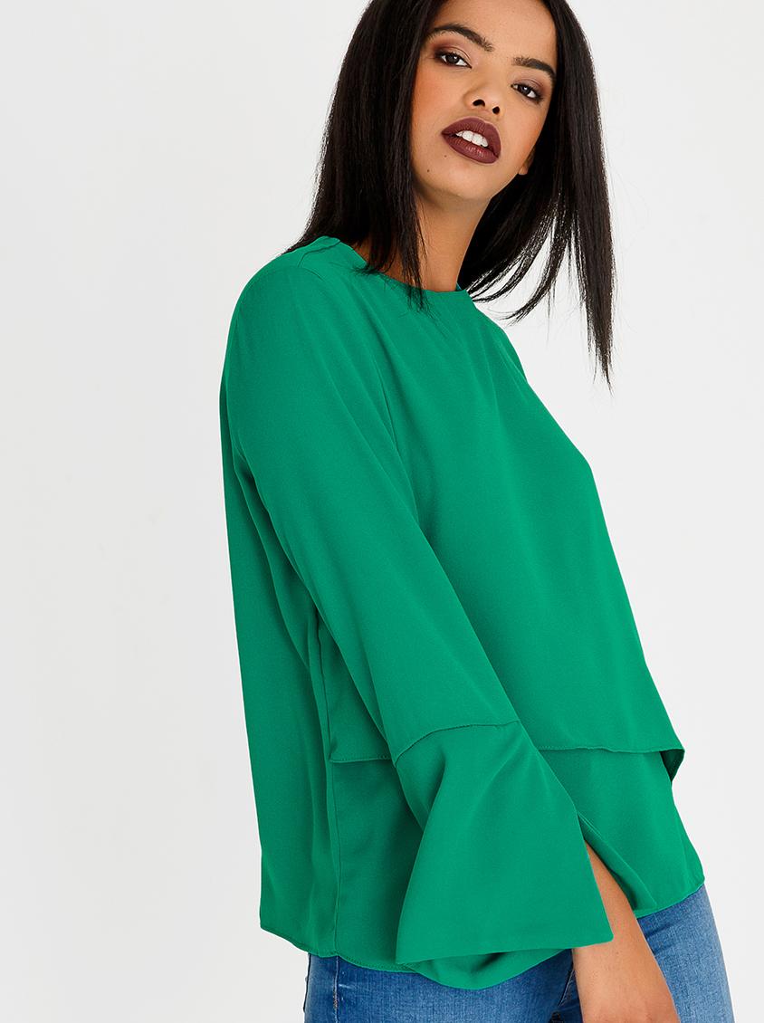 Double Layer Long Sleeve Blouse Dark Green edit Blouses | Superbalist.com