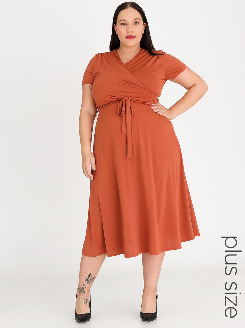 Mock Wrap Dress Rust edit Plus Dresses | Superbalist.com