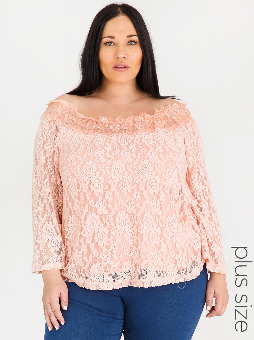 Lace Bardot Blouse Mid Pink edit Plus Tops | Superbalist.com